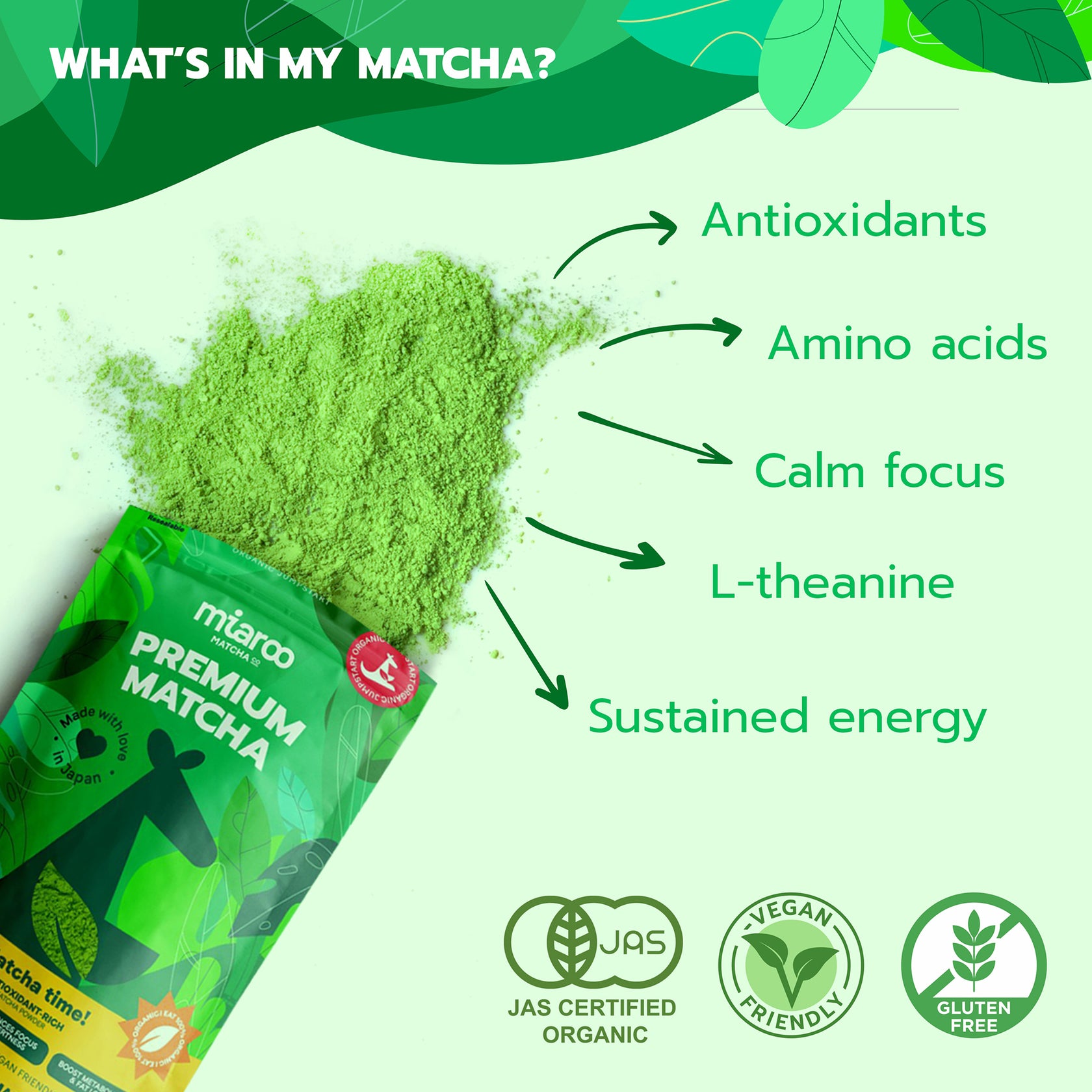 Miaroo - Organic Premium Matcha from 100% Organic Whole Leaf Powder